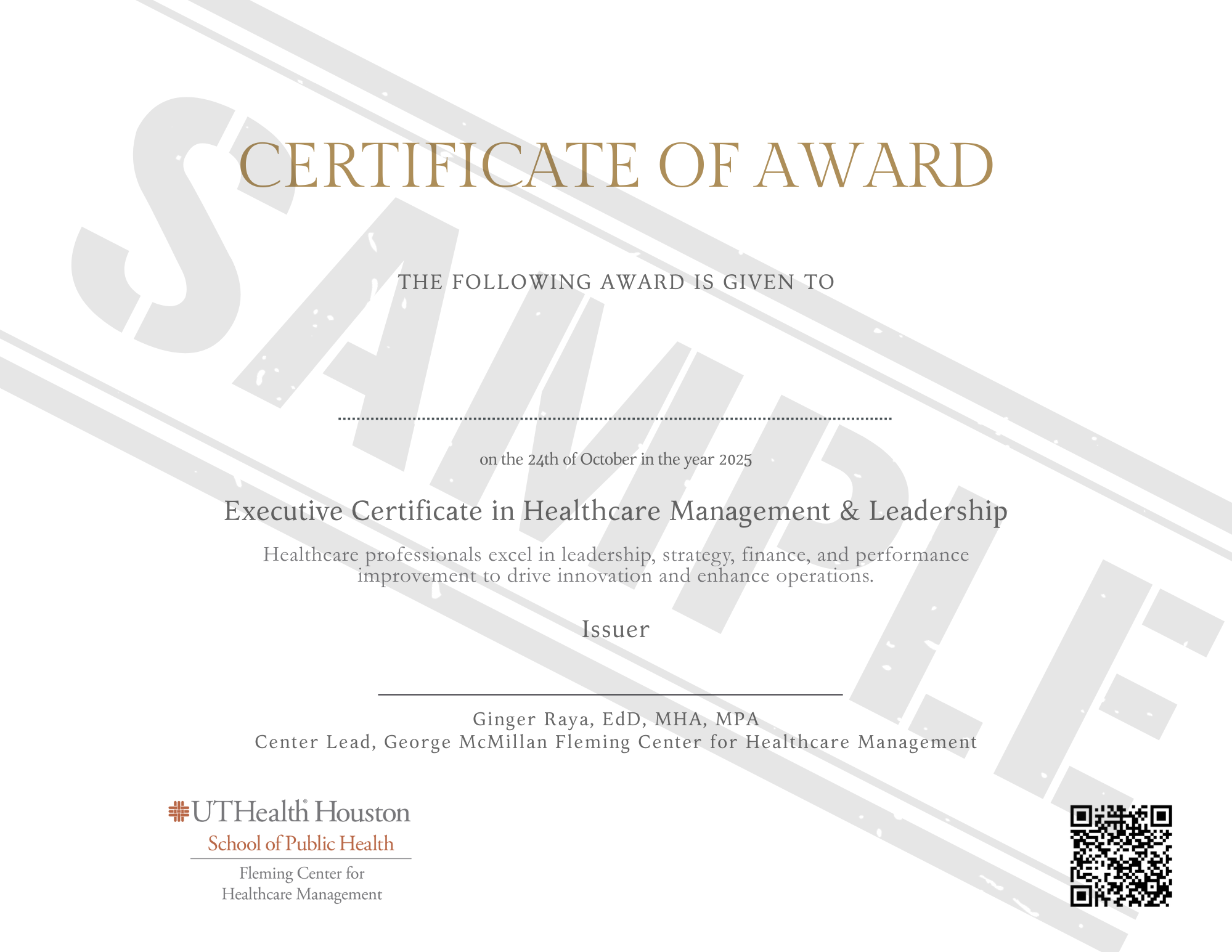 Executive Certificate in Healthcare Management & Leadership